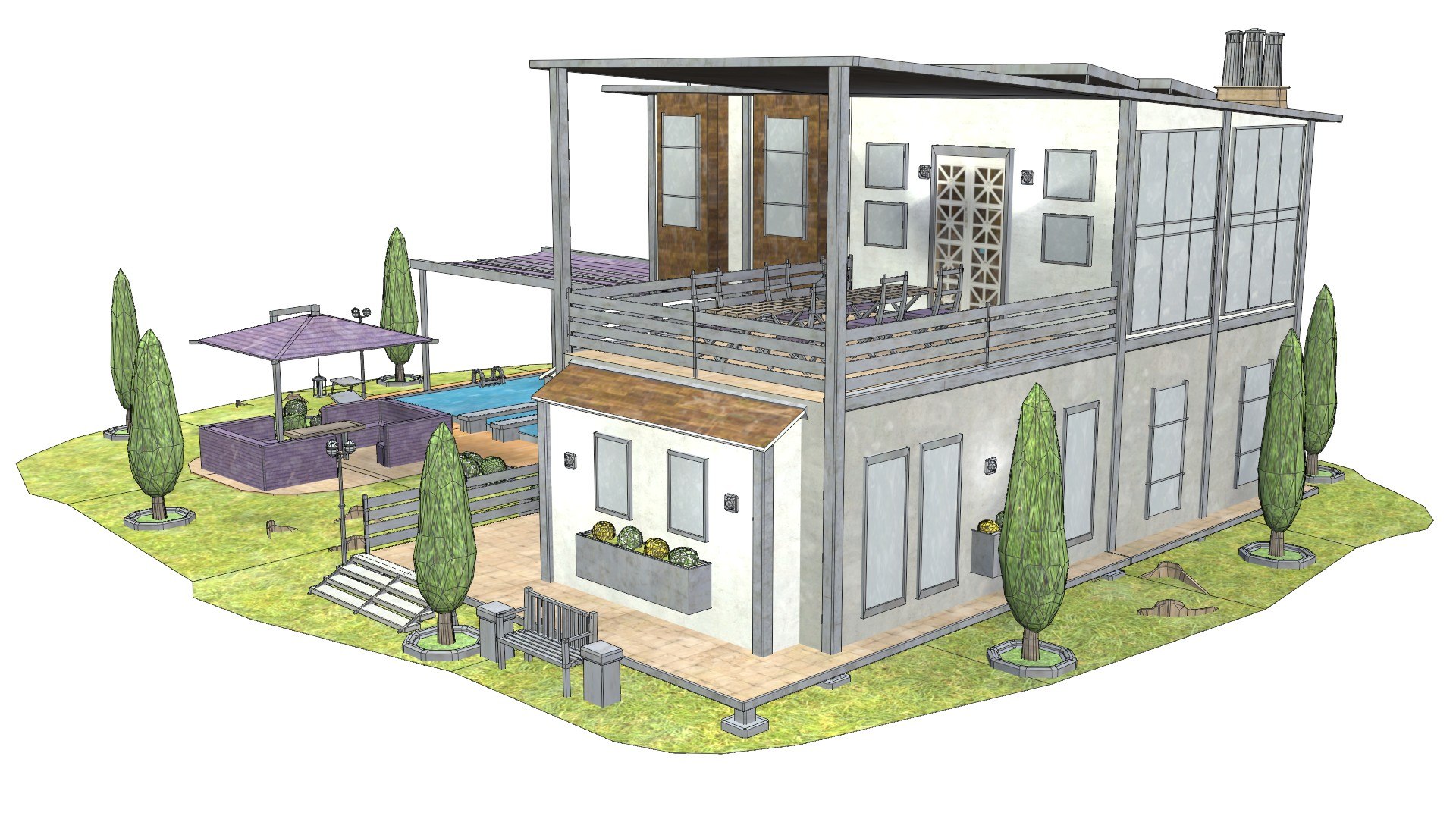 3D Model Modern House - 3 - Low Poly - Textured - TurboSquid 1715235