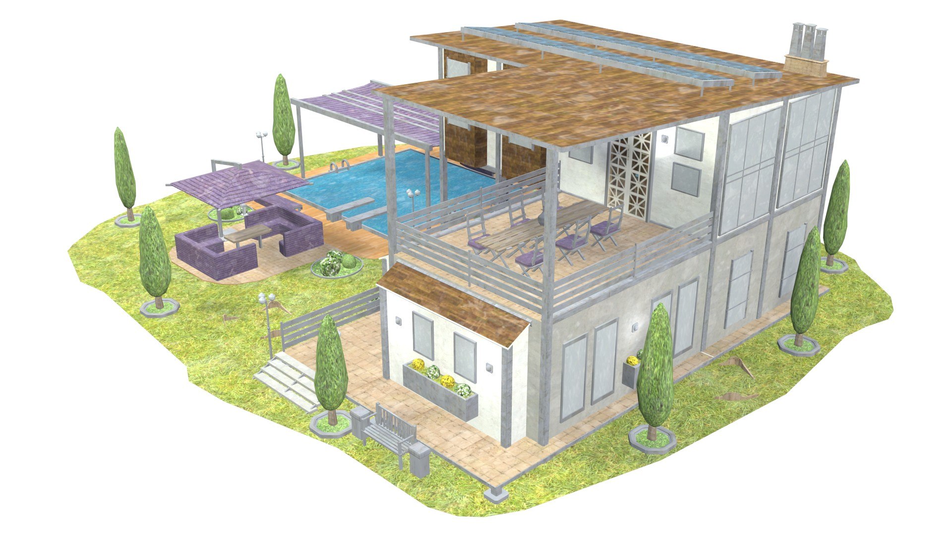 3D Model Modern House - 3 - Low Poly - Textured - TurboSquid 1715235