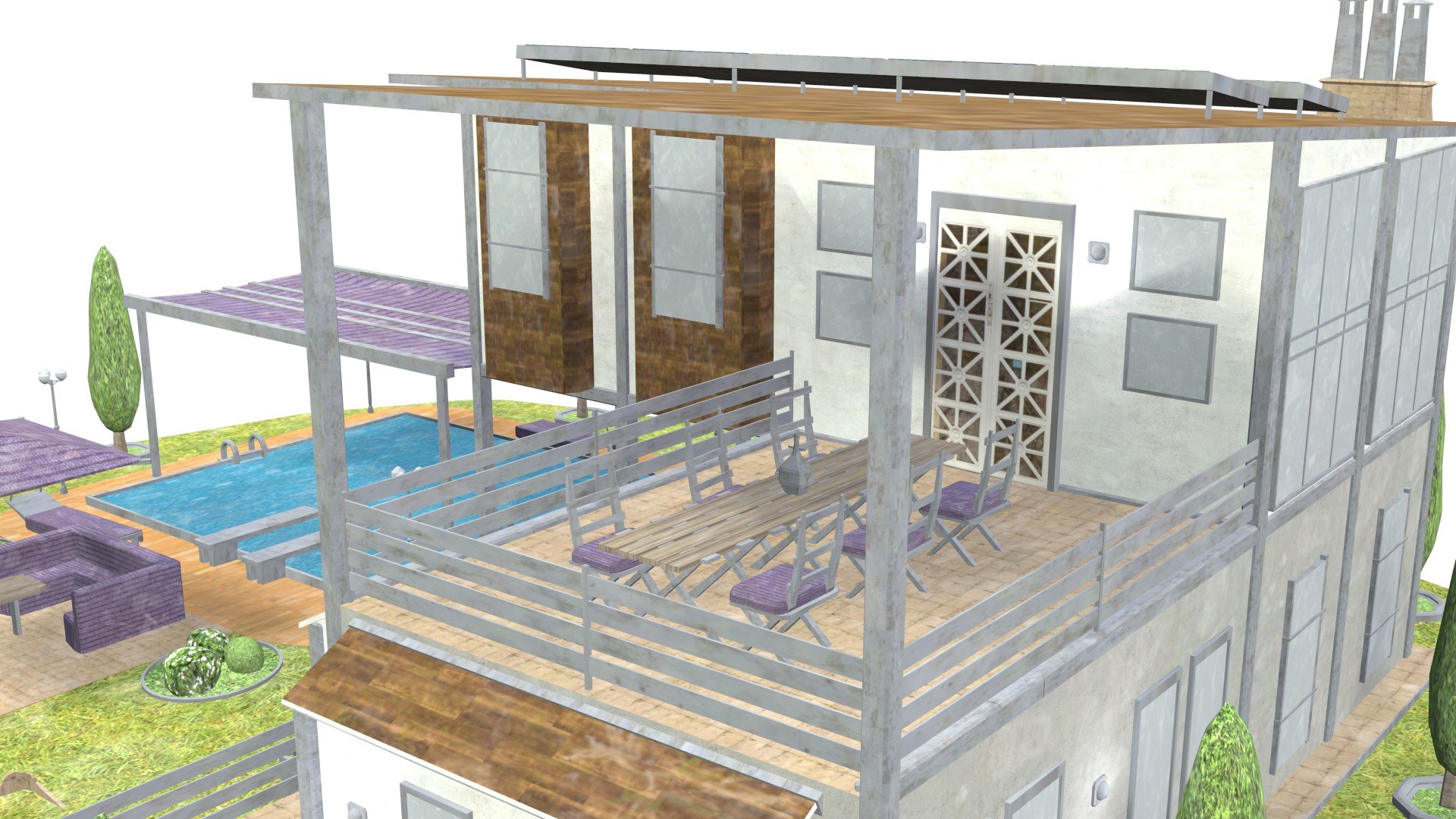 3D Model Modern House - 3 - Low Poly - Textured - TurboSquid 1715235