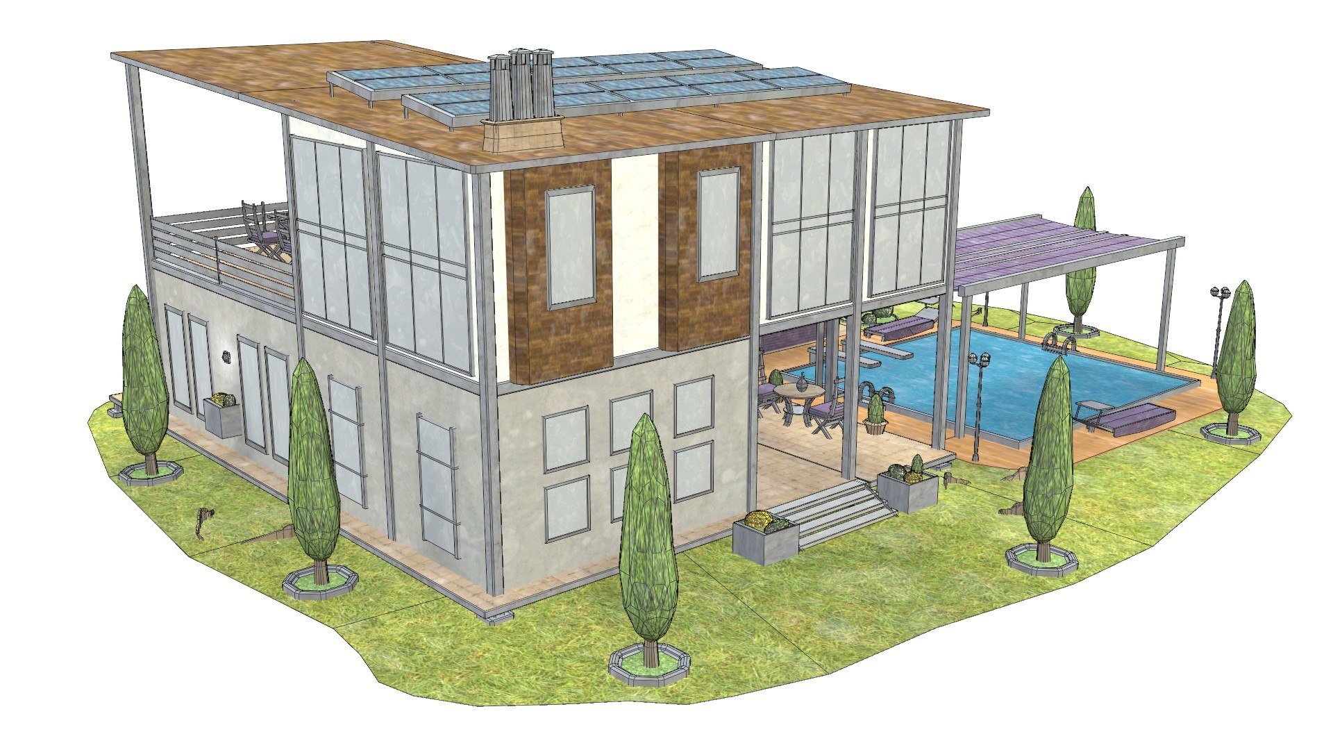 3D Model Modern House - 3 - Low Poly - Textured - TurboSquid 1715235