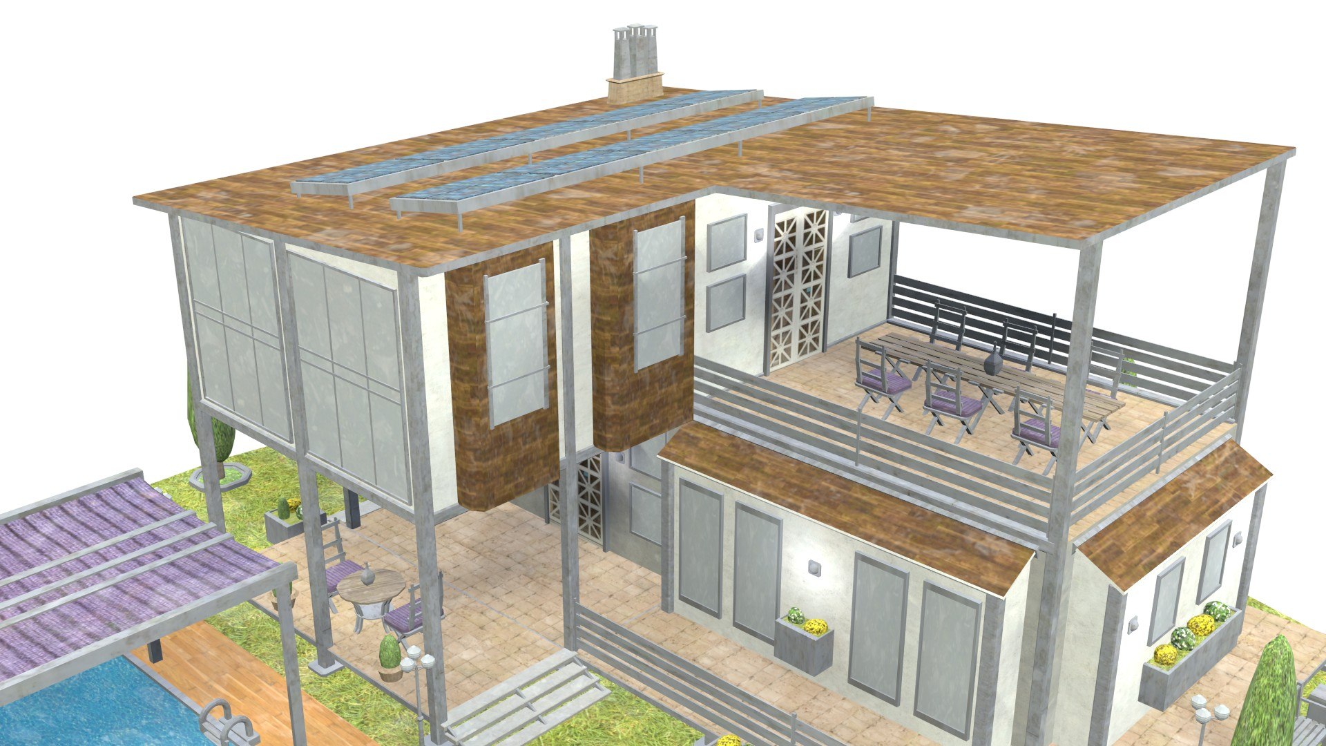 3D Model Modern House - 3 - Low Poly - Textured - TurboSquid 1715235