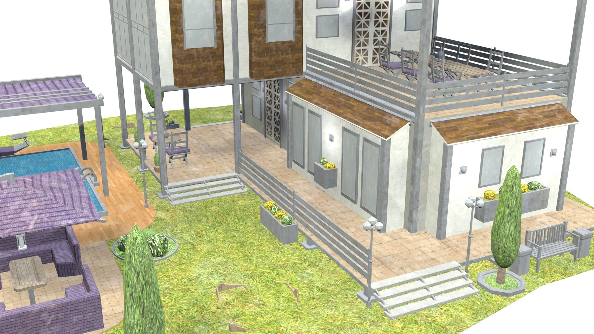 3D Model Modern House - 3 - Low Poly - Textured - TurboSquid 1715235