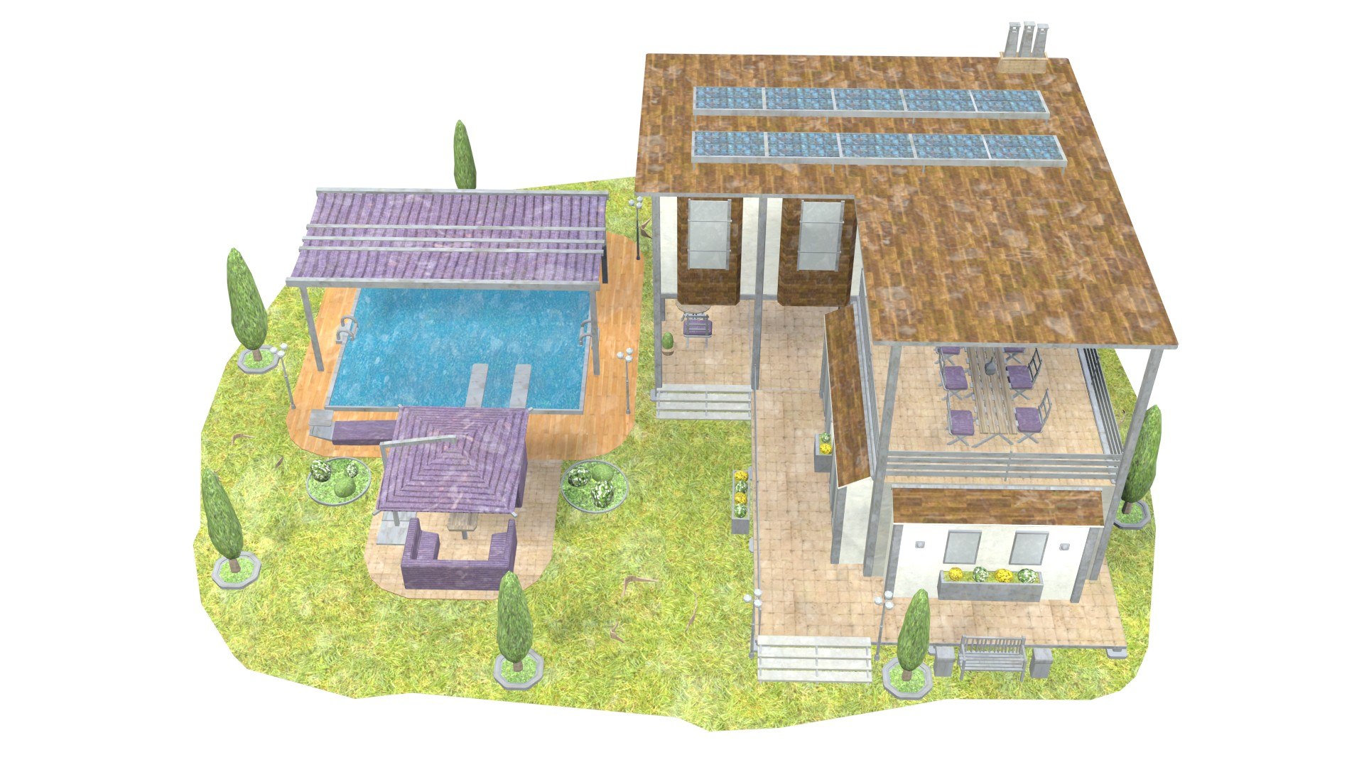 3D Model Modern House - 3 - Low Poly - Textured - TurboSquid 1715235