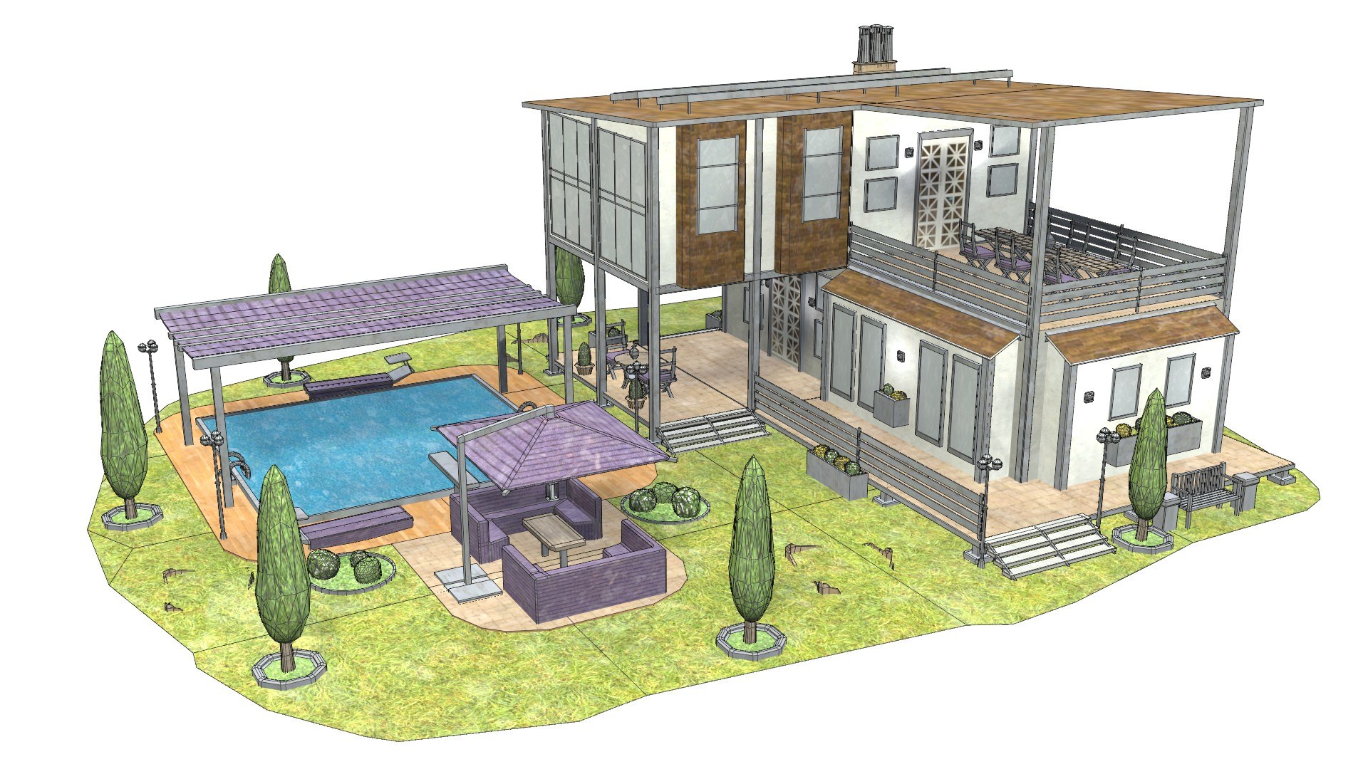 3D Model Modern House - 3 - Low Poly - Textured - TurboSquid 1715235