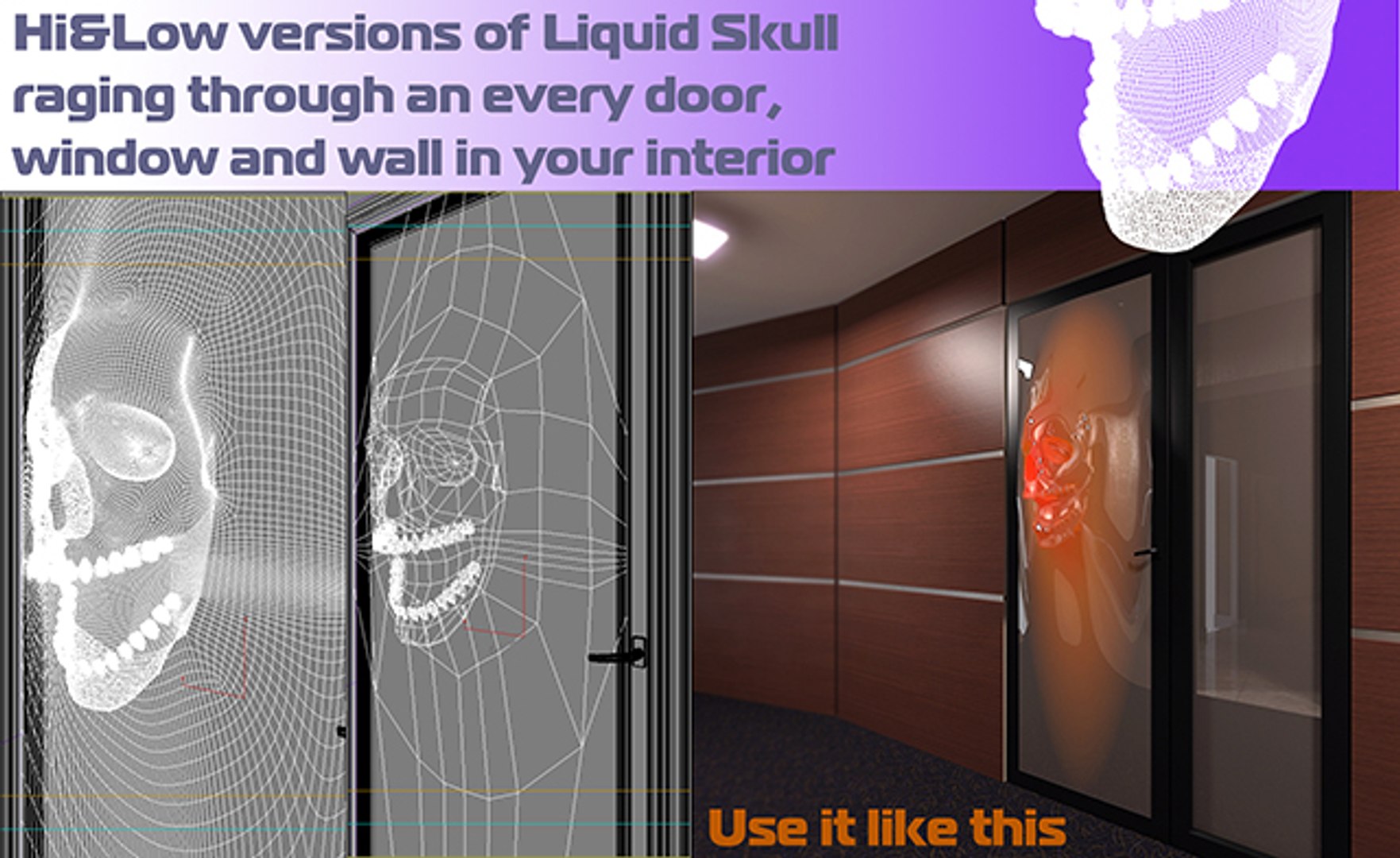 3d liquid skull model