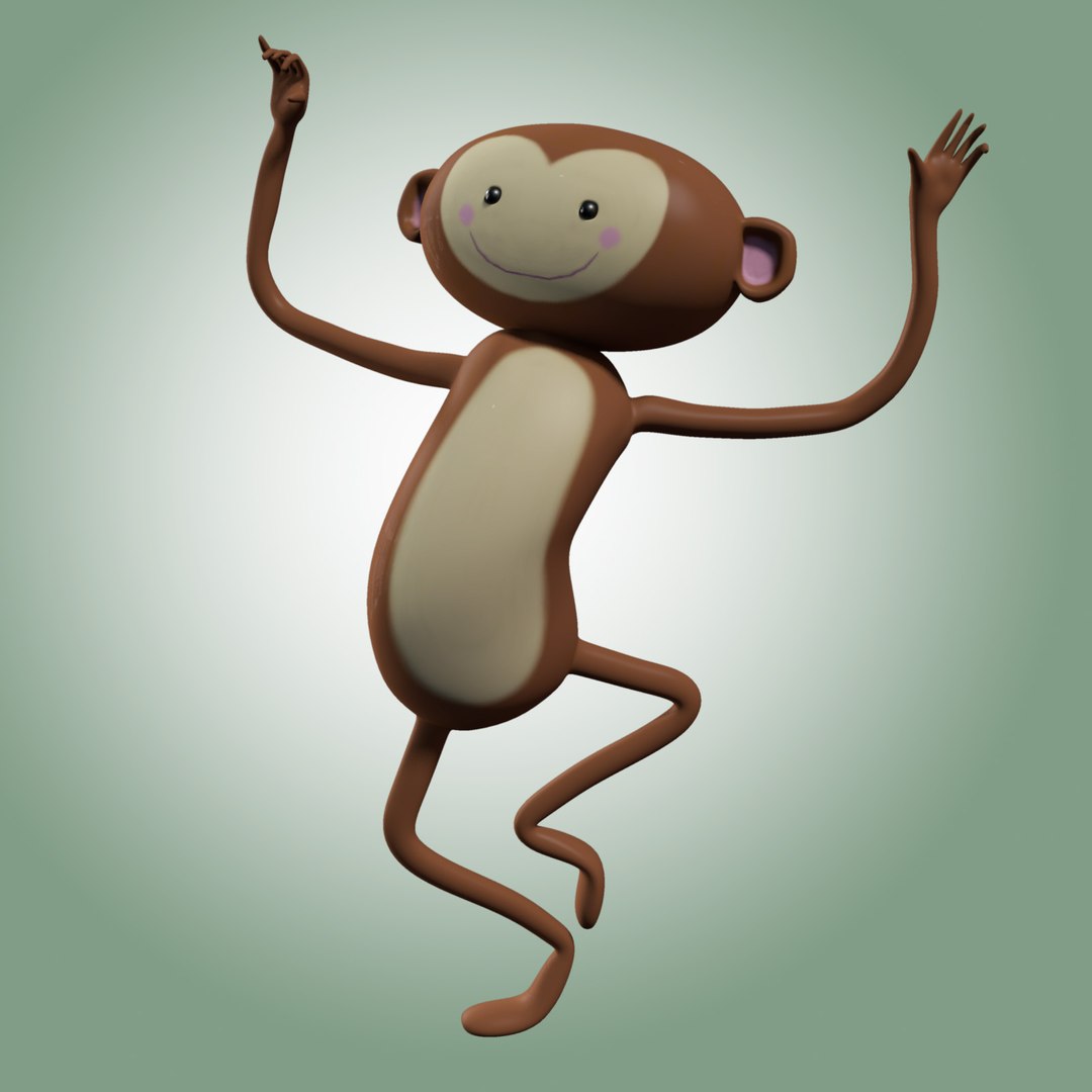 3d Cartoon Monkey Character Rigged Model