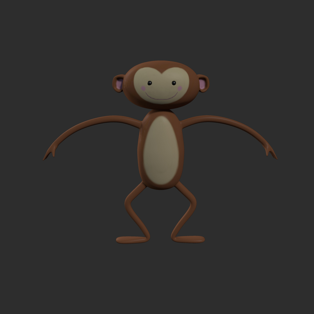 3d Cartoon Monkey Character Rigged Model