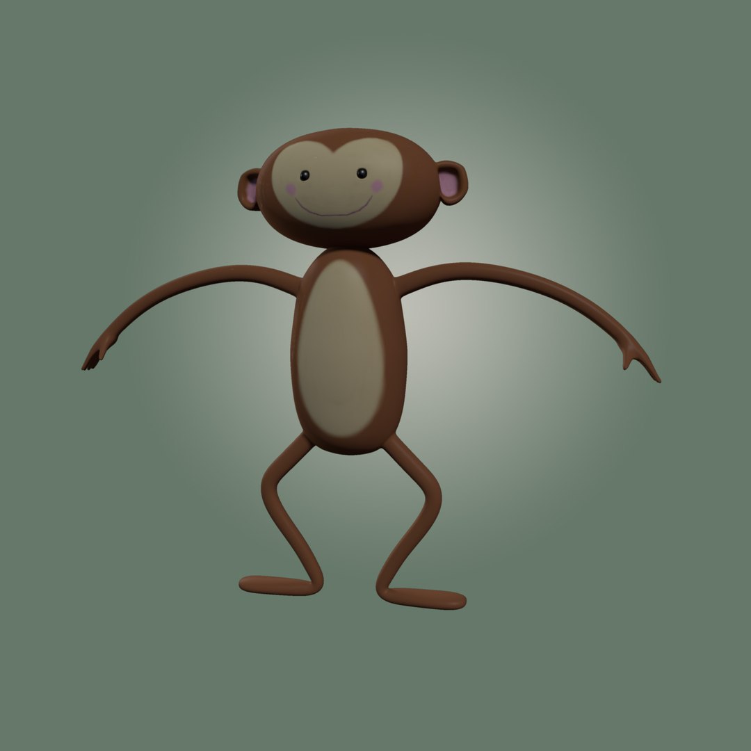 3d Cartoon Monkey Character Rigged Model
