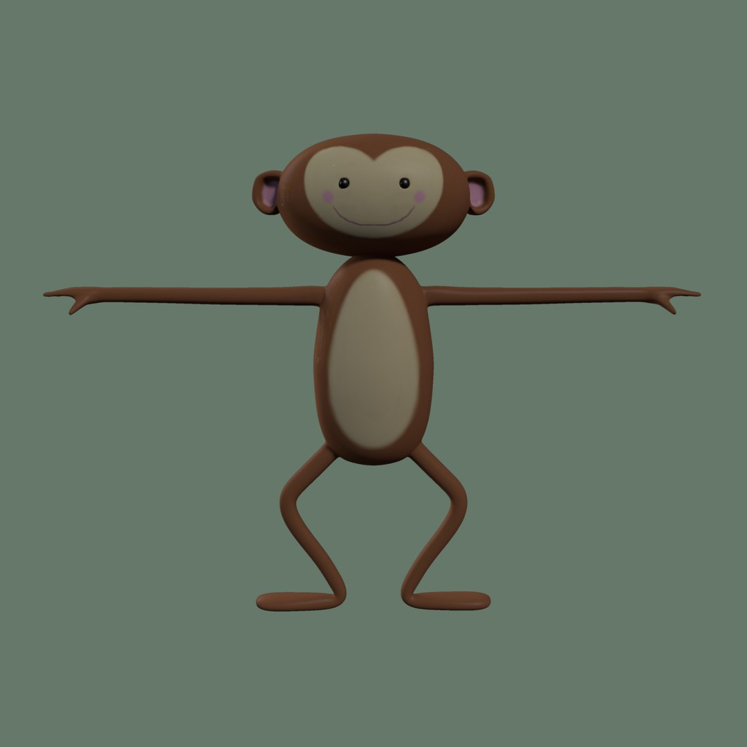 3d Cartoon Monkey Character Rigged Model
