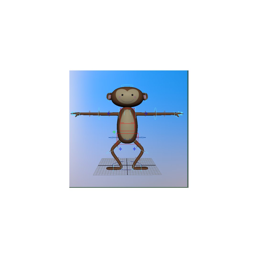 3d Cartoon Monkey Character Rigged Model