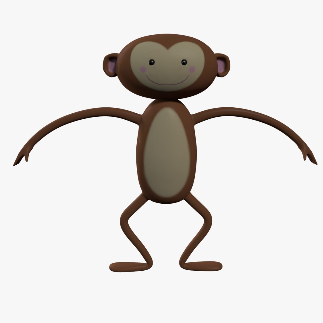 3d Cartoon Monkey Character Rigged Model