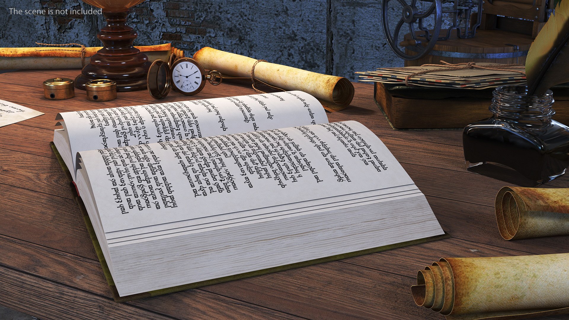 Hardback Book Elven Text Green Rigged 3D Model - TurboSquid 2246399