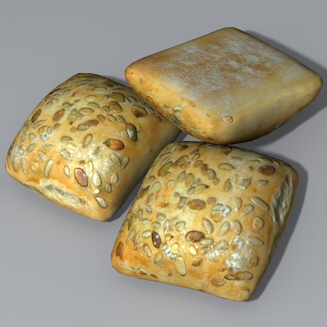 3d Model Sunflower Seeded Bread Roll