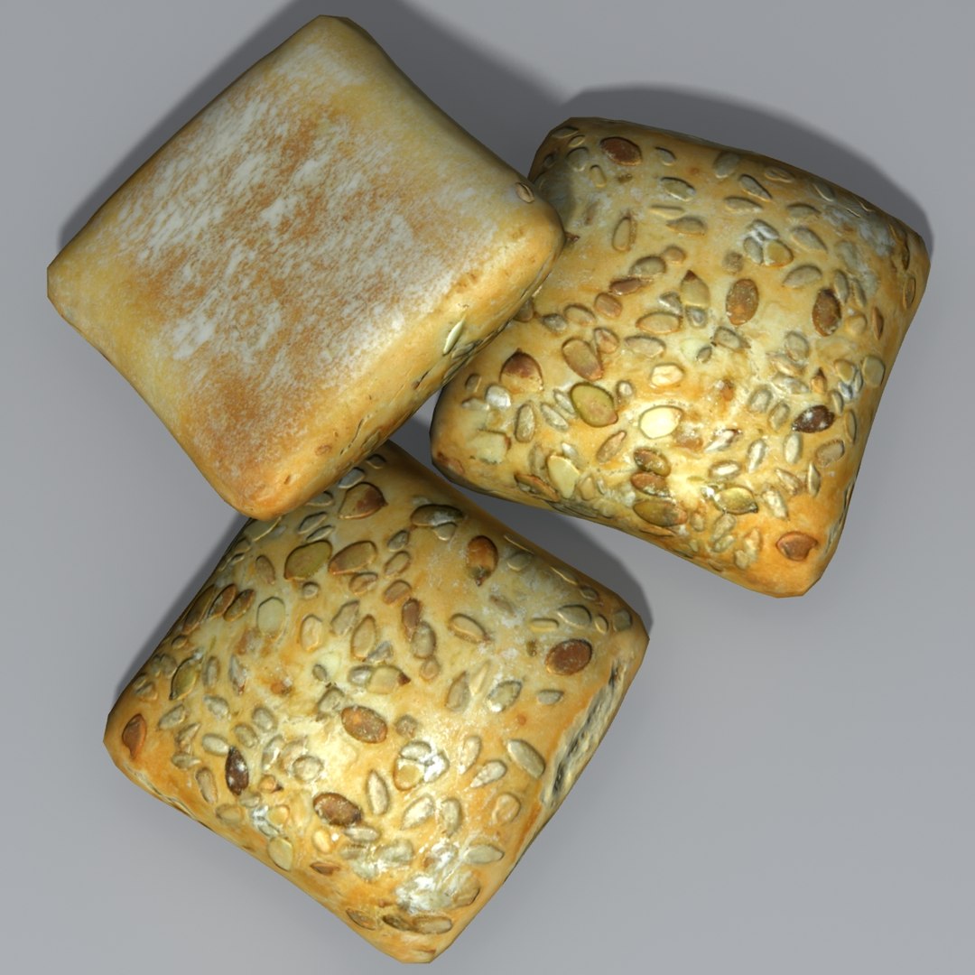 3d Model Sunflower Seeded Bread Roll