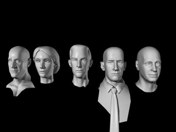 3d human heads faces model