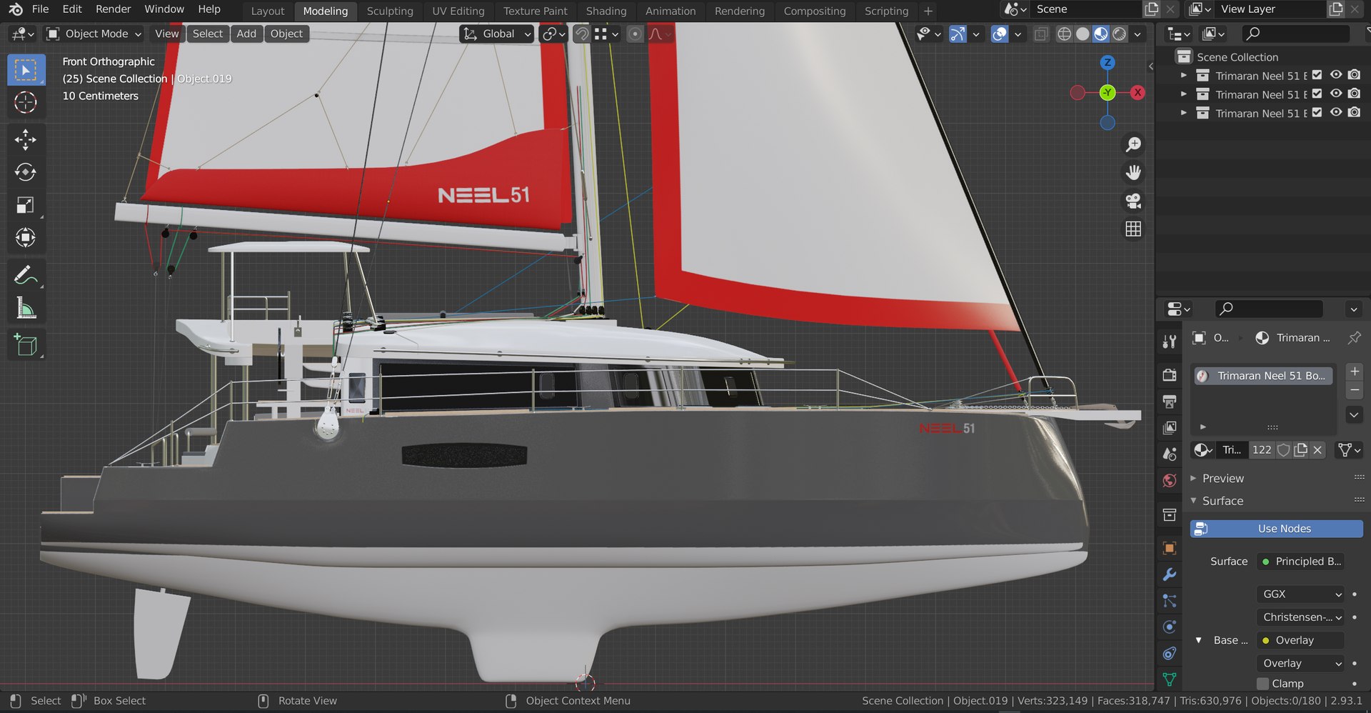 Trimaran Neel 51 Sailboat 3D Model - TurboSquid 1787645