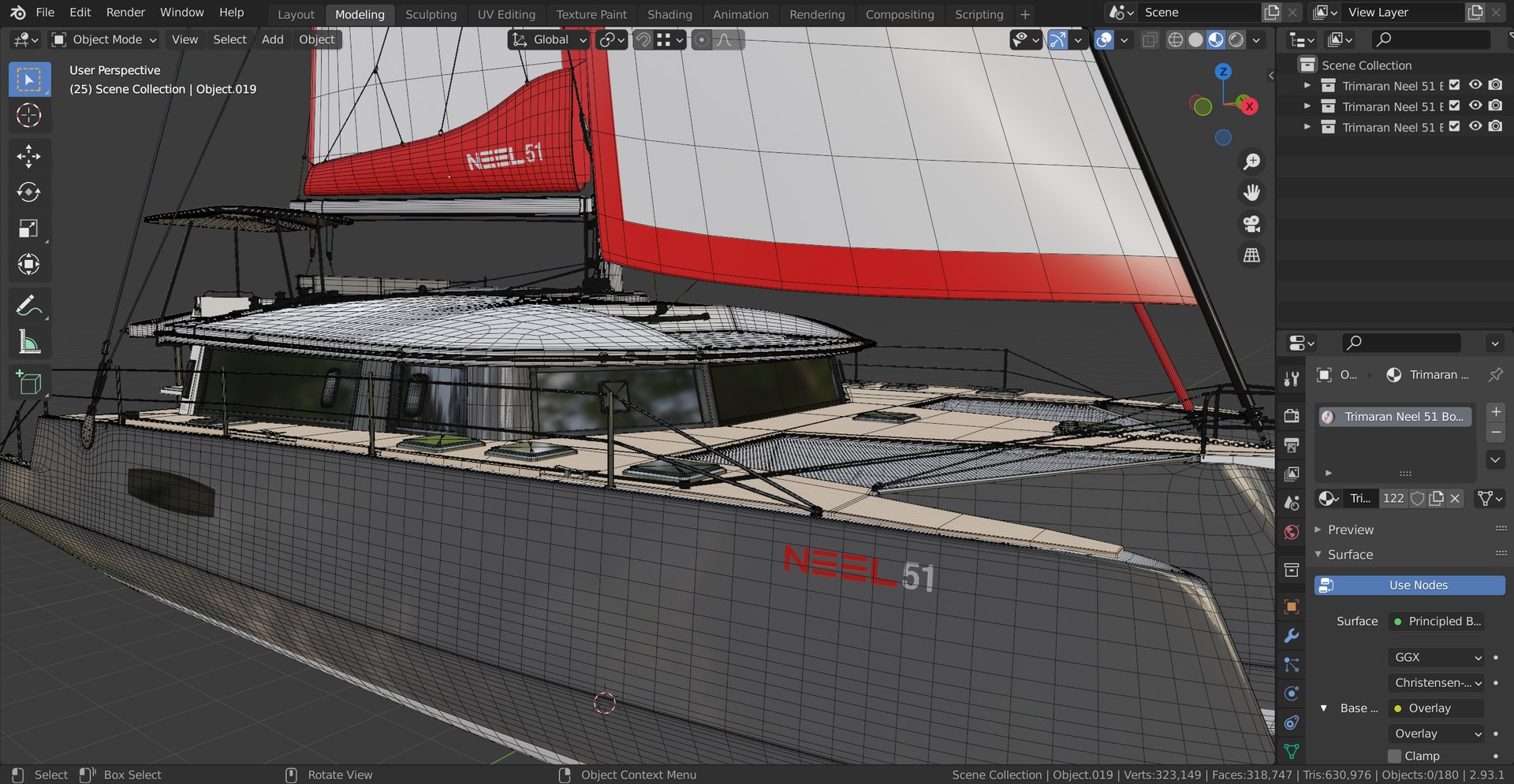 Trimaran Neel 51 Sailboat 3D Model - TurboSquid 1787645