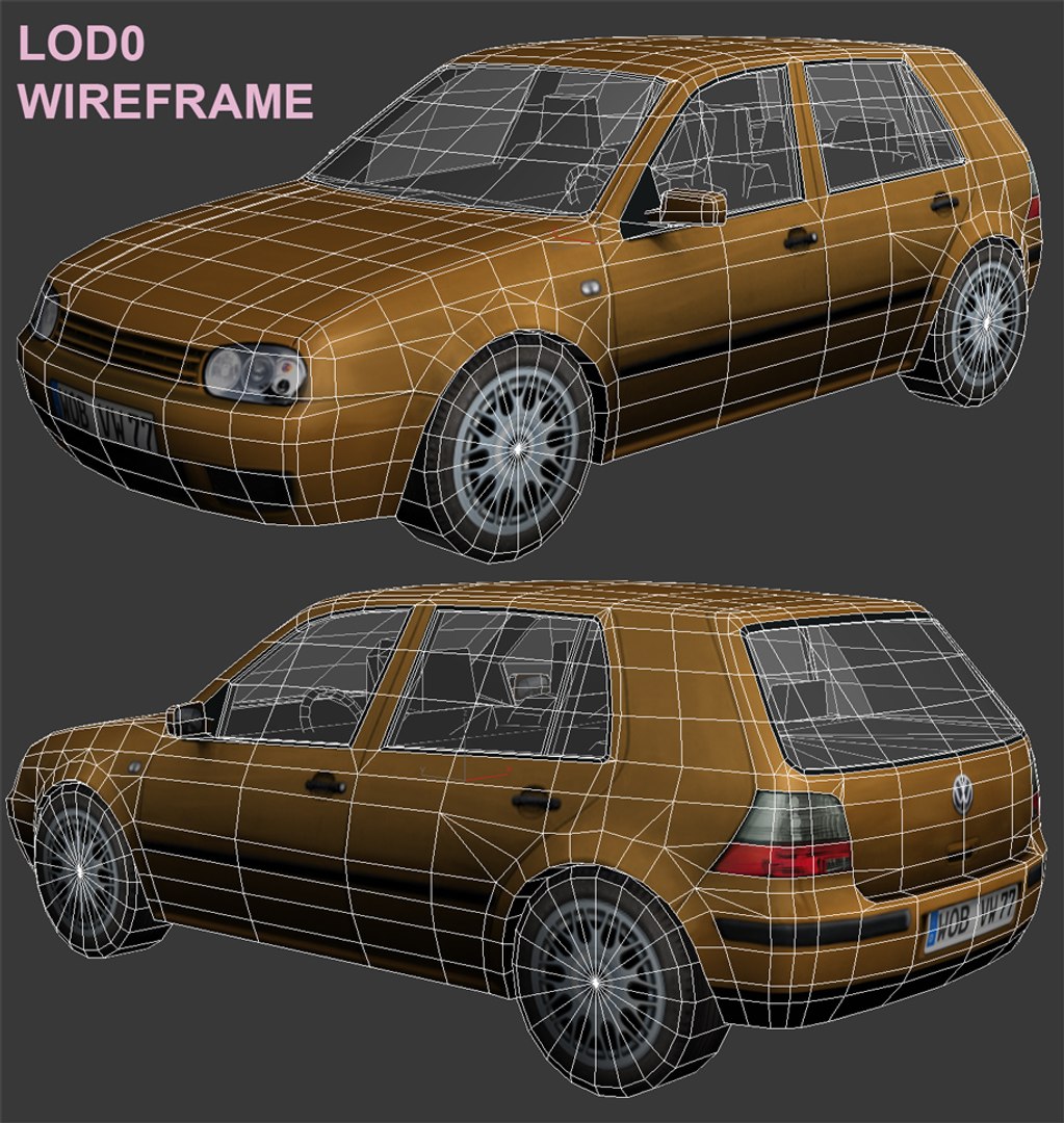 Multicolor Volkswagen Golf Iv 3d Max