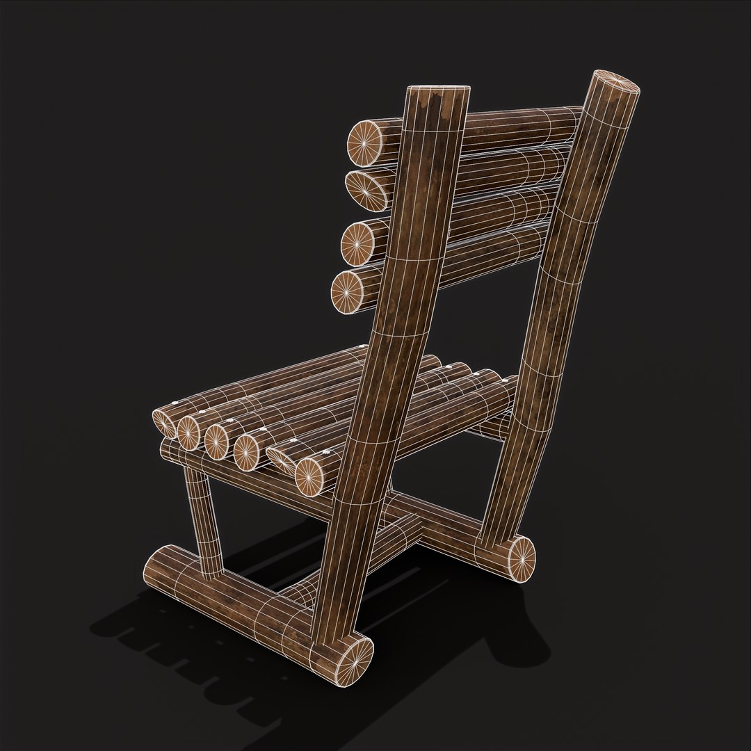3D Model Rustic Log Chair - TurboSquid 1926651