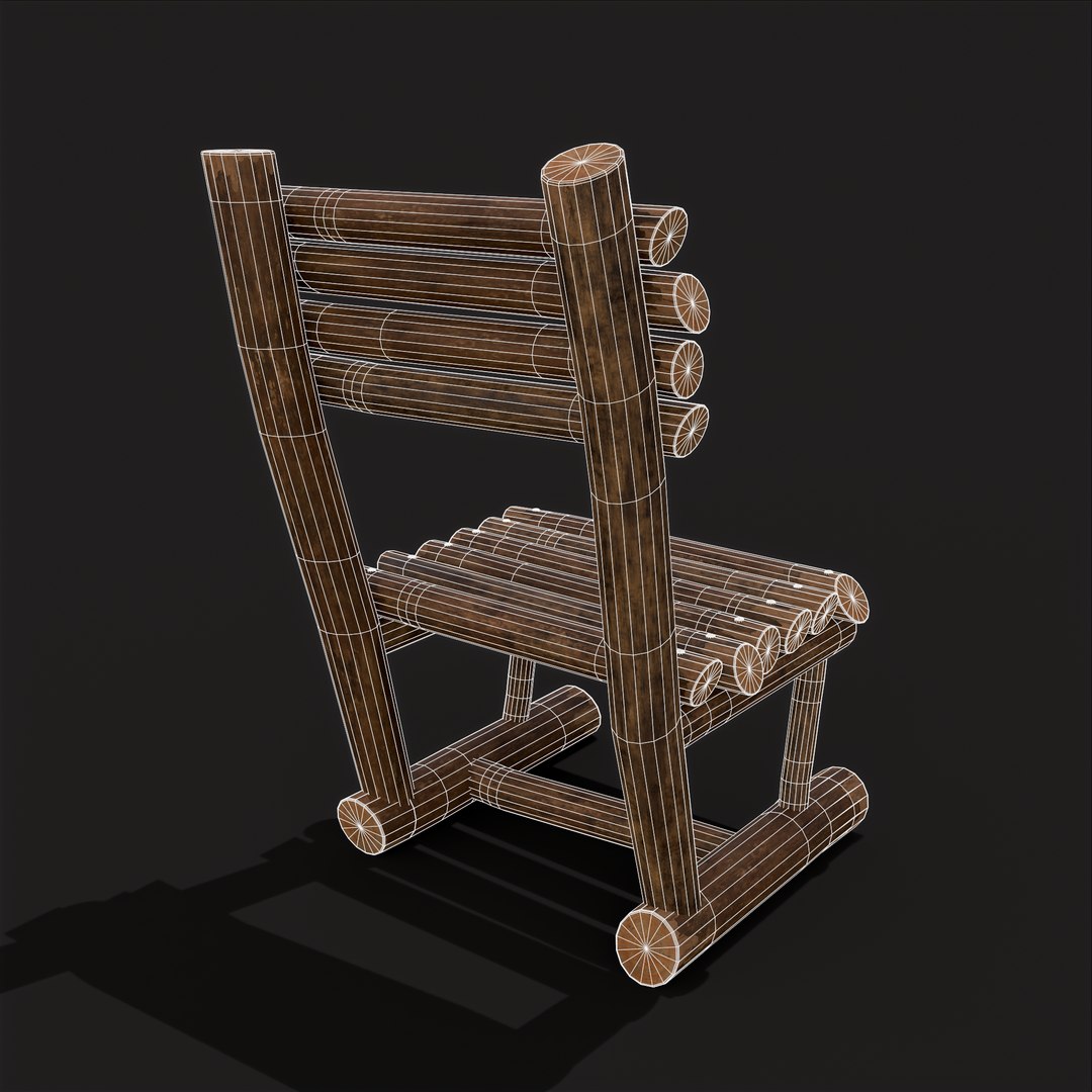 3D Model Rustic Log Chair - TurboSquid 1926651