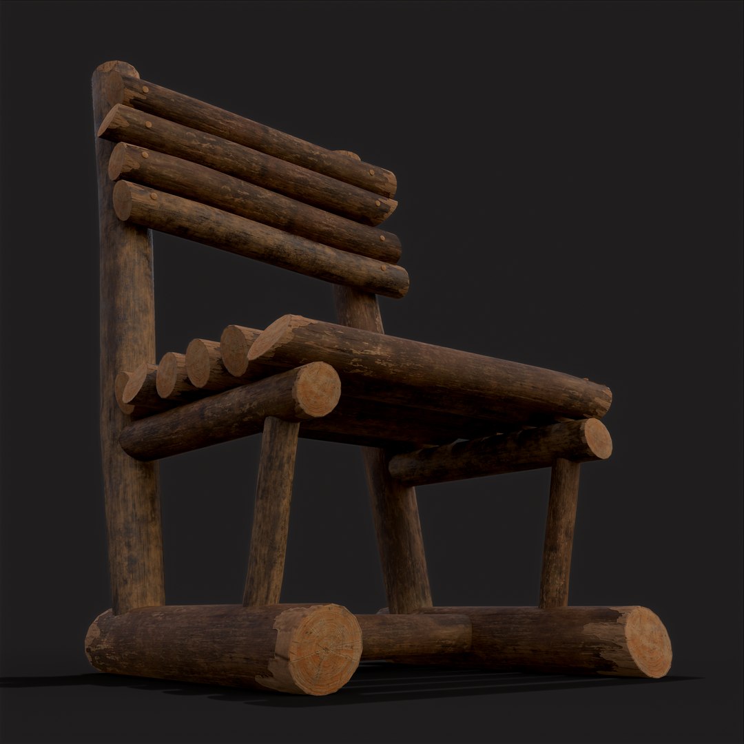 3D Model Rustic Log Chair - TurboSquid 1926651