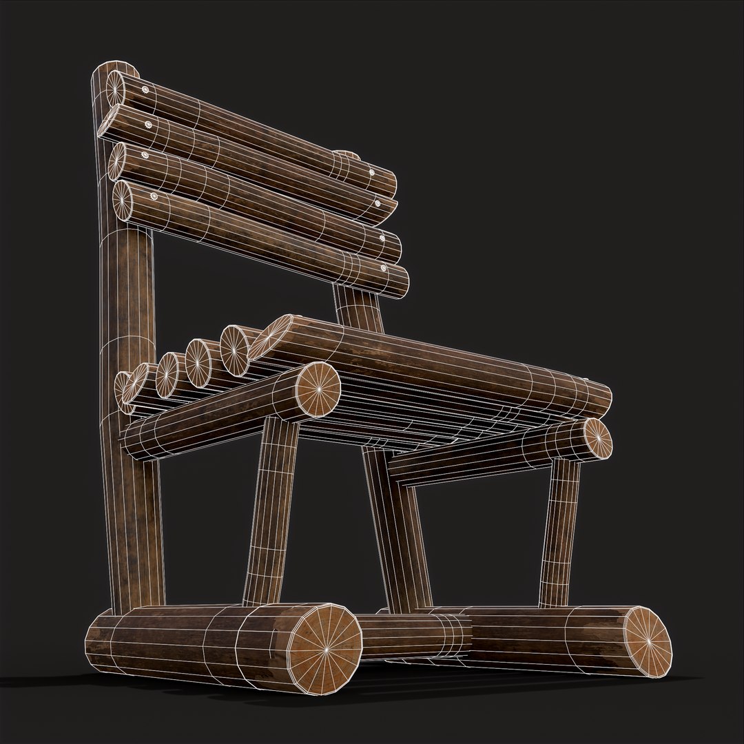 3D Model Rustic Log Chair - TurboSquid 1926651