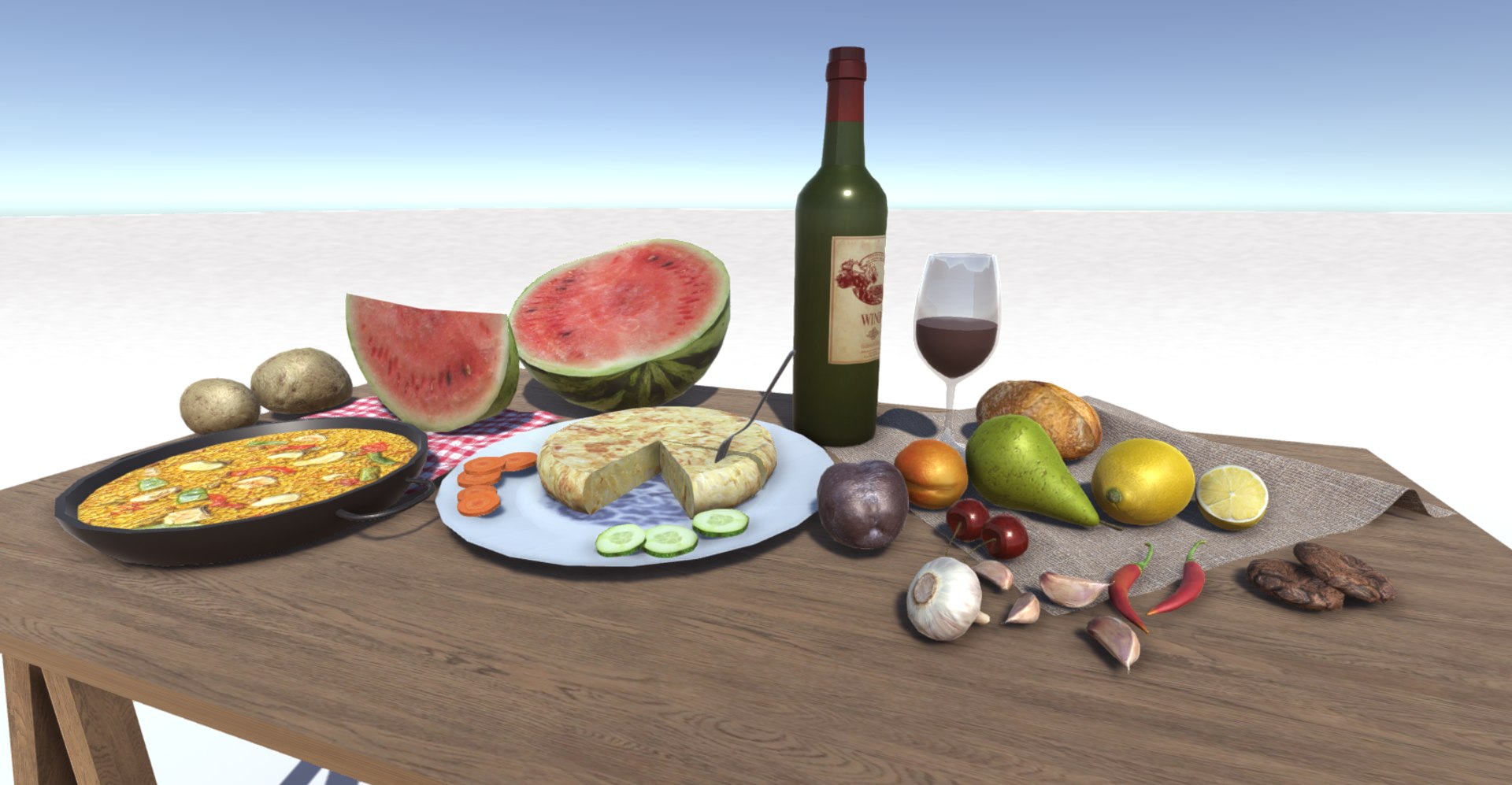 3d food fruit vegetables