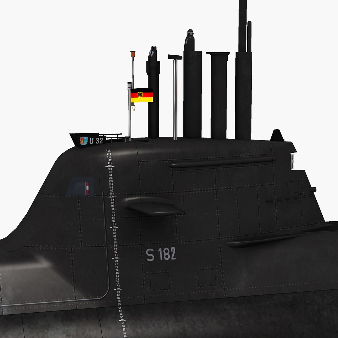 3d model german type 212 submarine