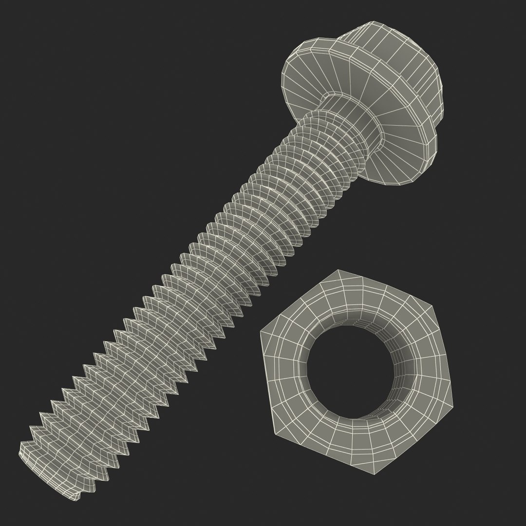 hex head flange bolt nut 3d model