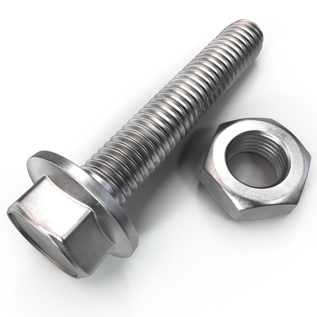 hex head flange bolt nut 3d model
