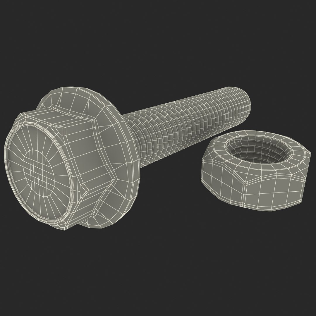 hex head flange bolt nut 3d model