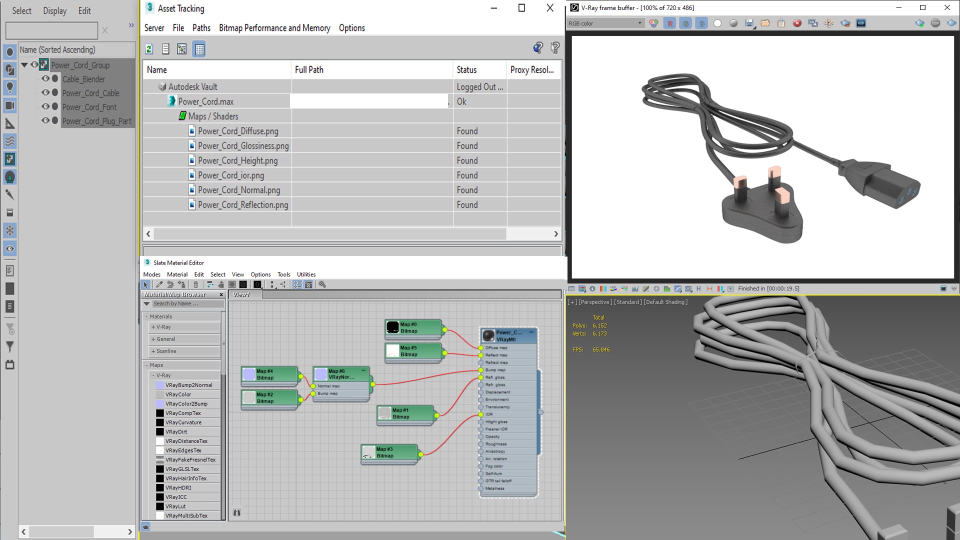 3D Power Cord PBR Model - TurboSquid 1869948