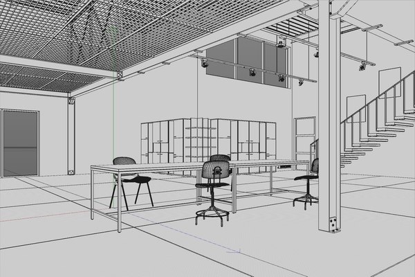 architecture loft industrial 3d model