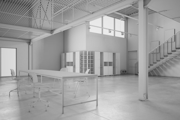 architecture loft industrial 3d model