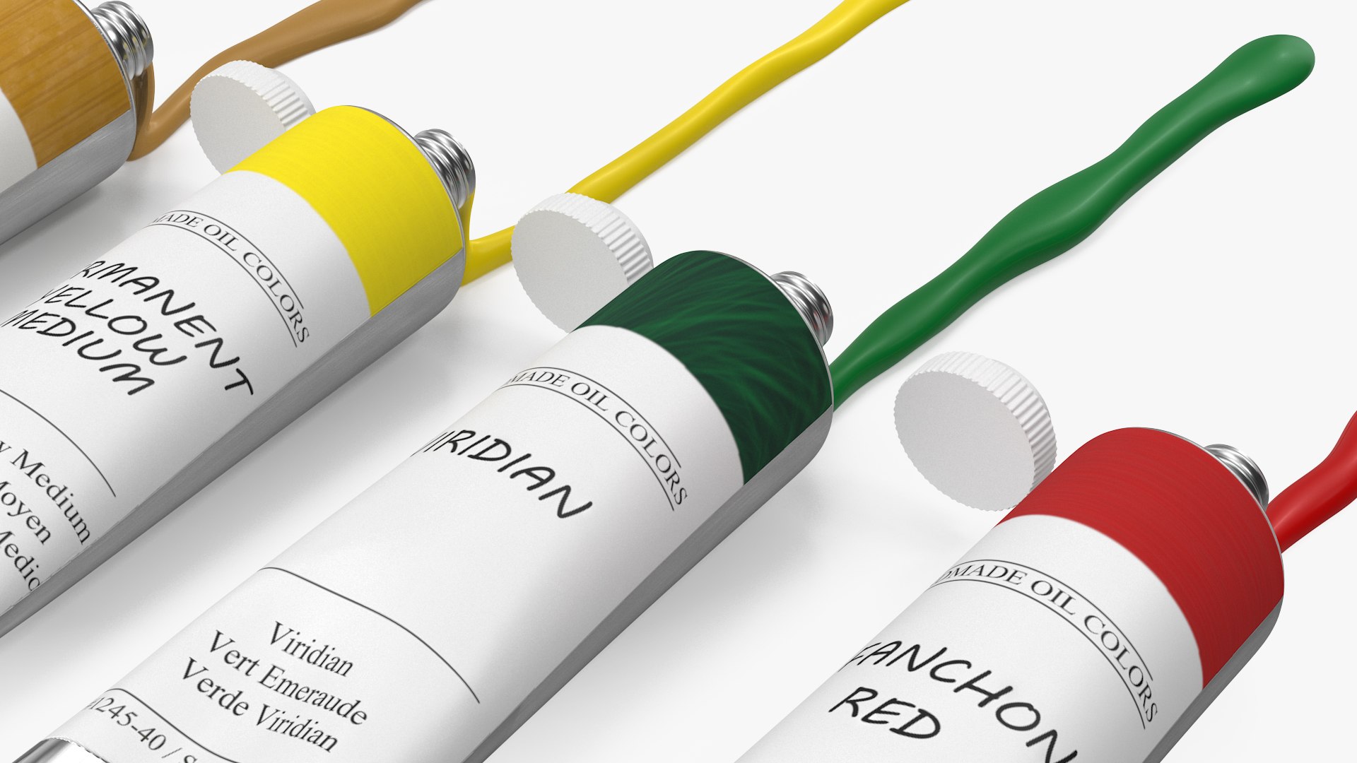 3D Row of Squeezed Oil Paint Tubes - TurboSquid 1831184