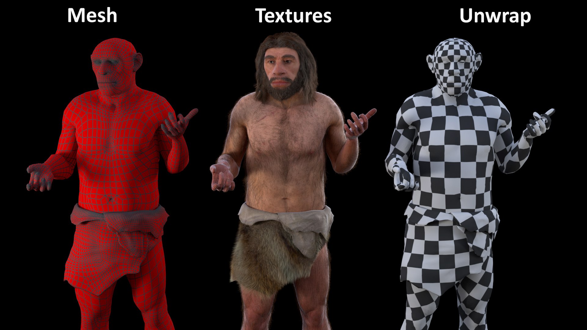 3D Stand Neanderthal Fur - TurboSquid 2094472