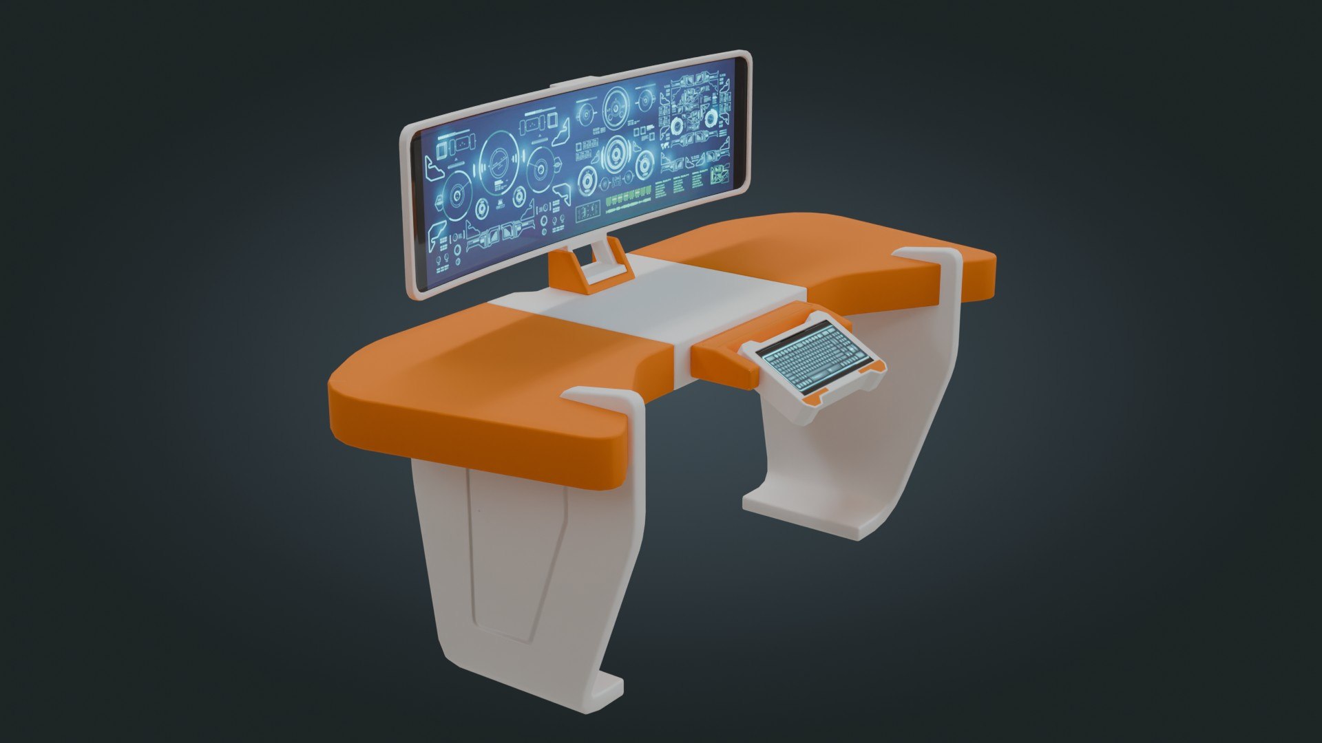 3D Model Sci Fi Workspace - Low Poly - Game Ready - PBR - TurboSquid ...