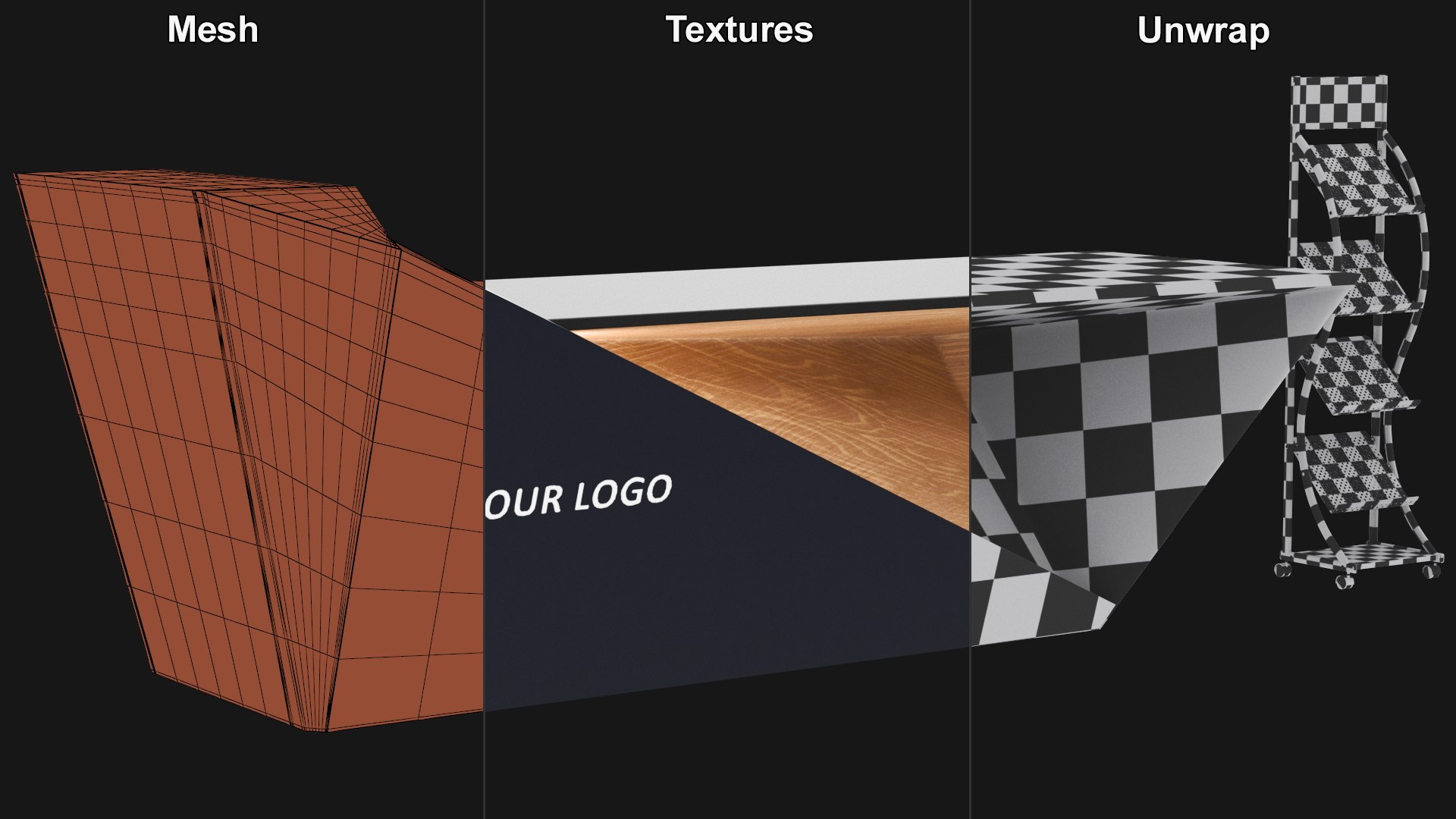 Reception with Magazine Rack Mockup Black 3D model - TurboSquid 2071323