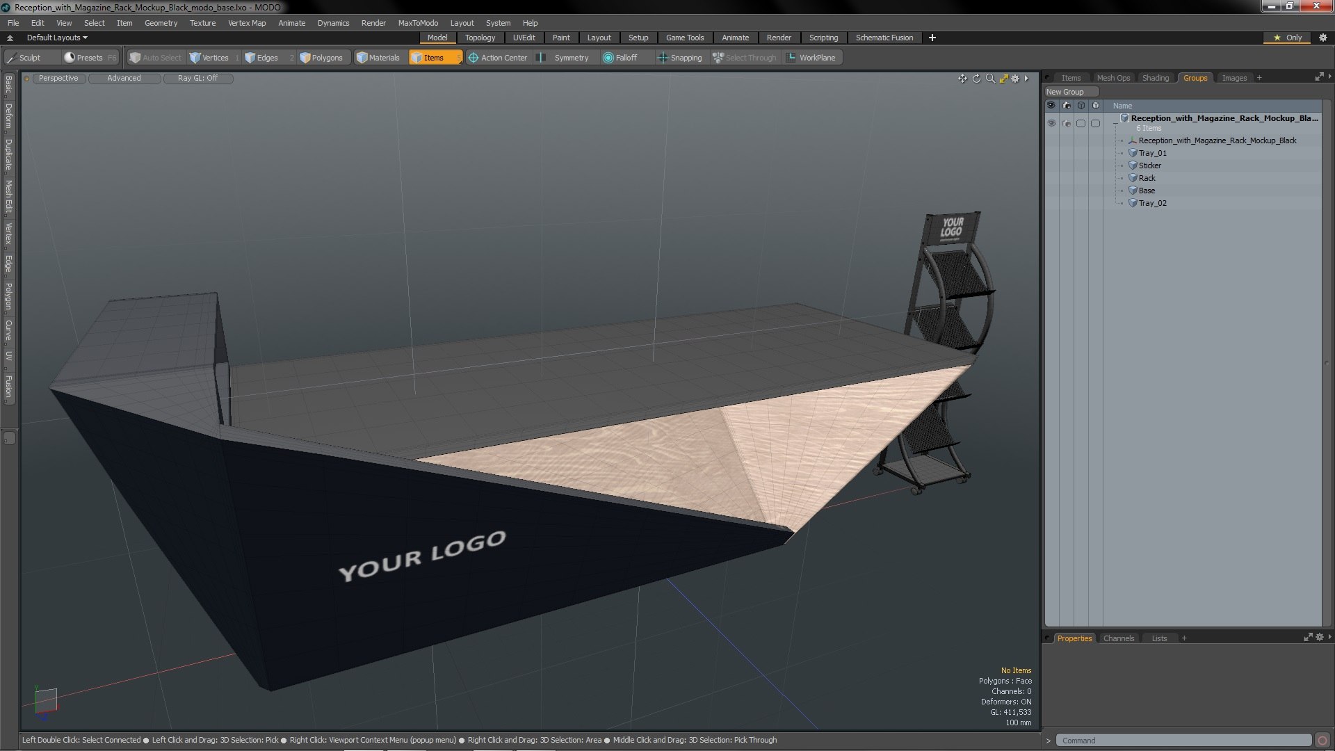 Reception with Magazine Rack Mockup Black 3D model - TurboSquid 2071323