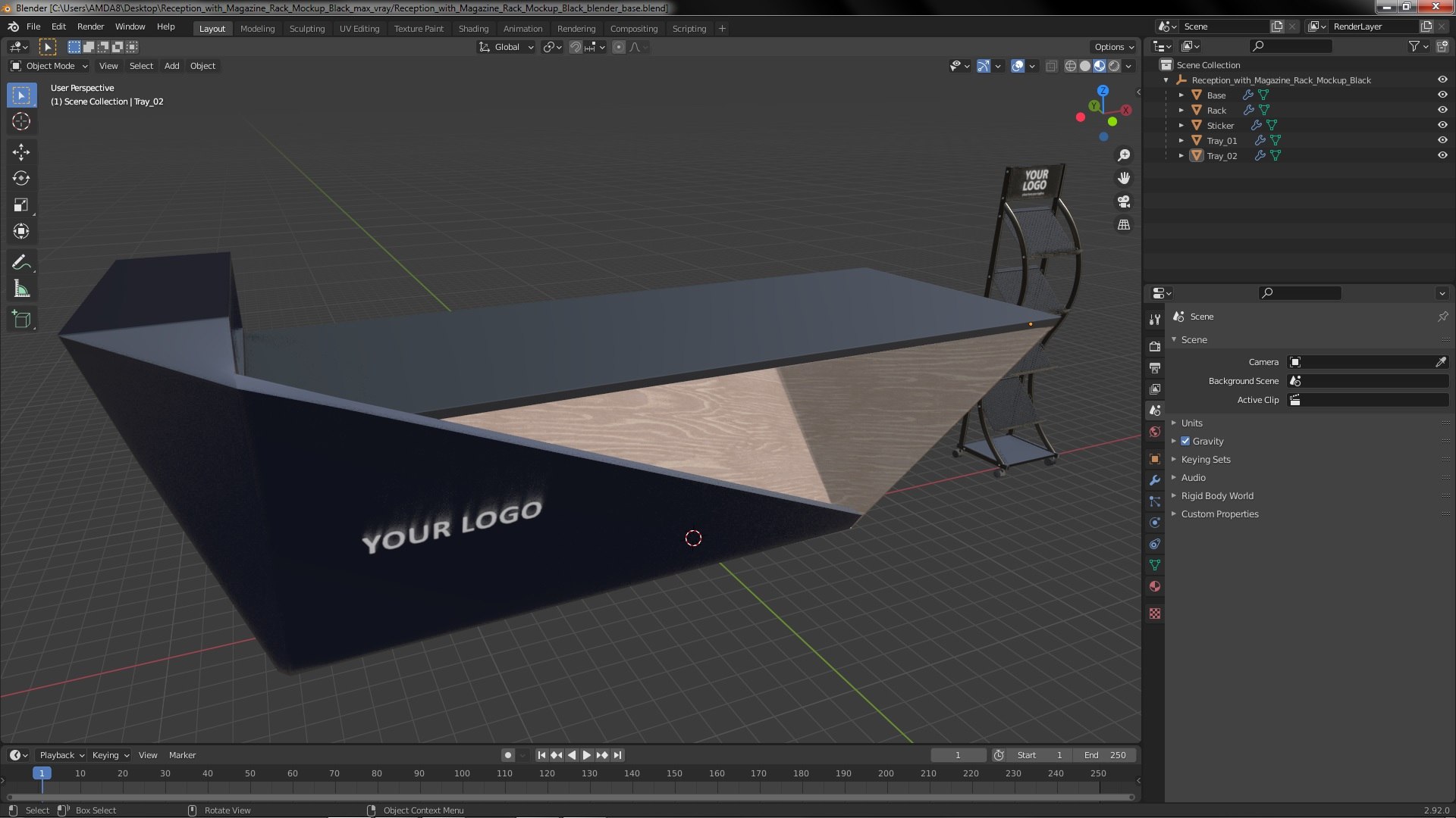 Reception with Magazine Rack Mockup Black 3D model - TurboSquid 2071323