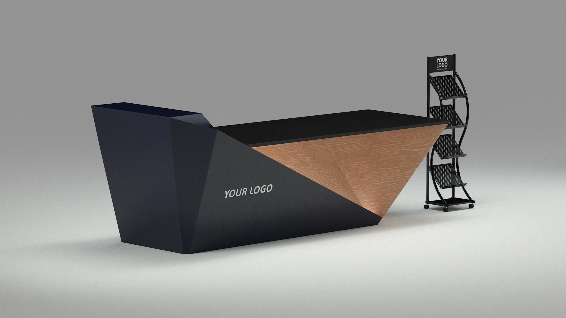 Reception with Magazine Rack Mockup Black 3D model - TurboSquid 2071323