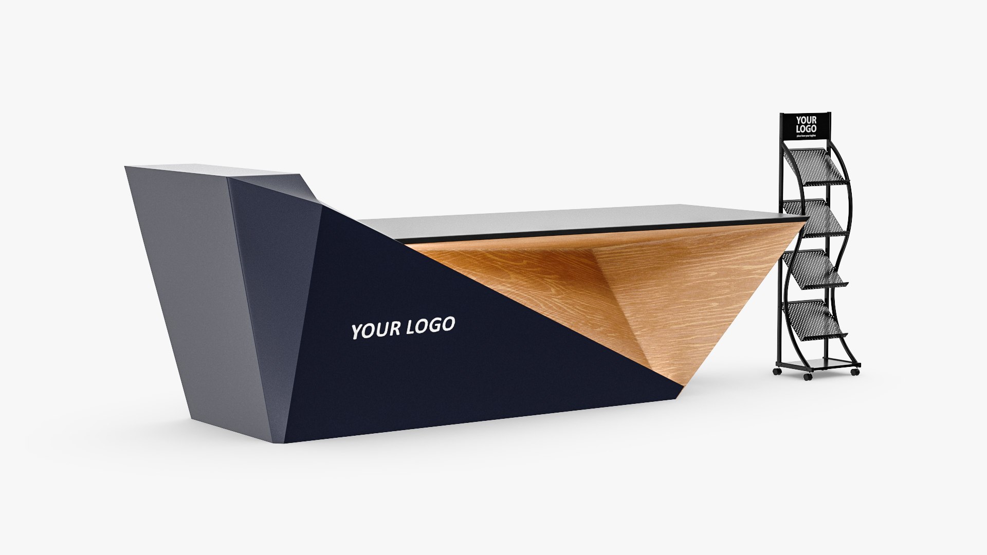 Reception With Magazine Rack Mockup Black 3D Model - TurboSquid 2071323