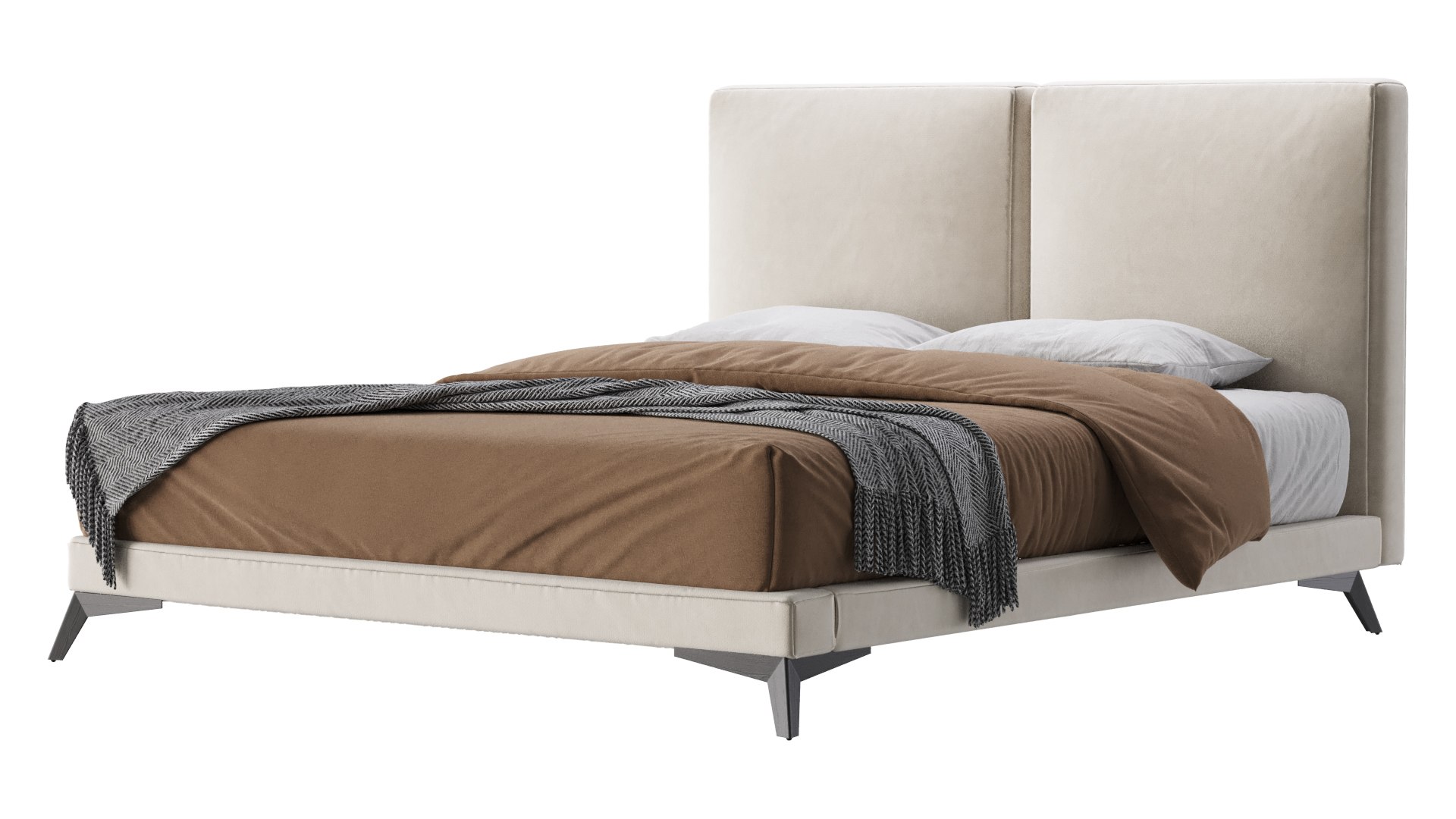Clara White Suede Fabric Modern Bed 3D Model - TurboSquid 2217059