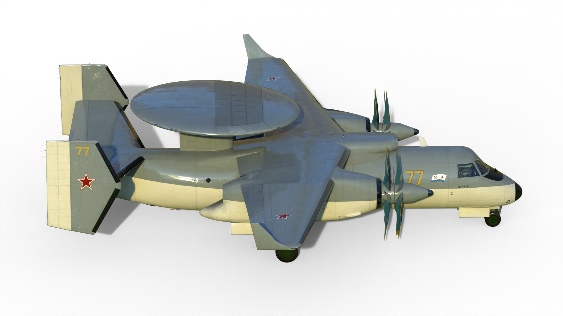 Yak-44 AEW 3D Model - TurboSquid 2226835