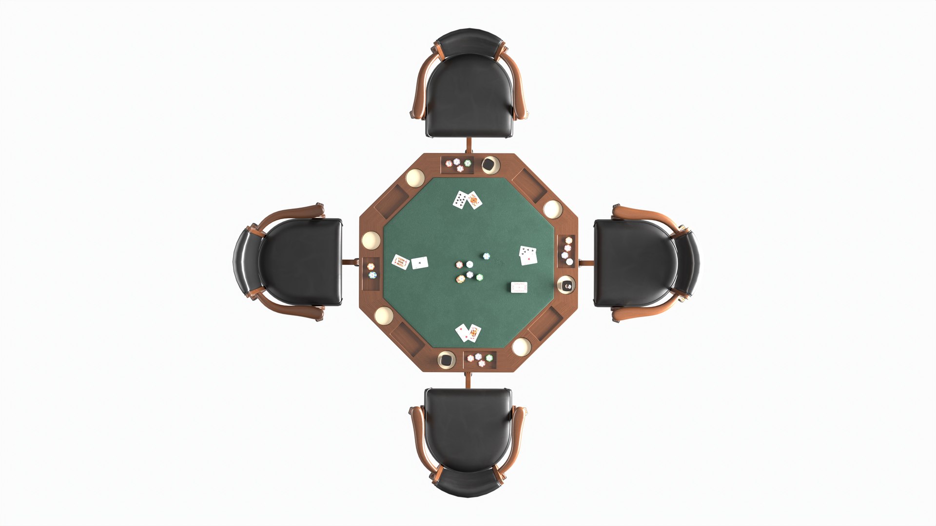 Poker Table Octagonal with Chairs model - TurboSquid 2166687