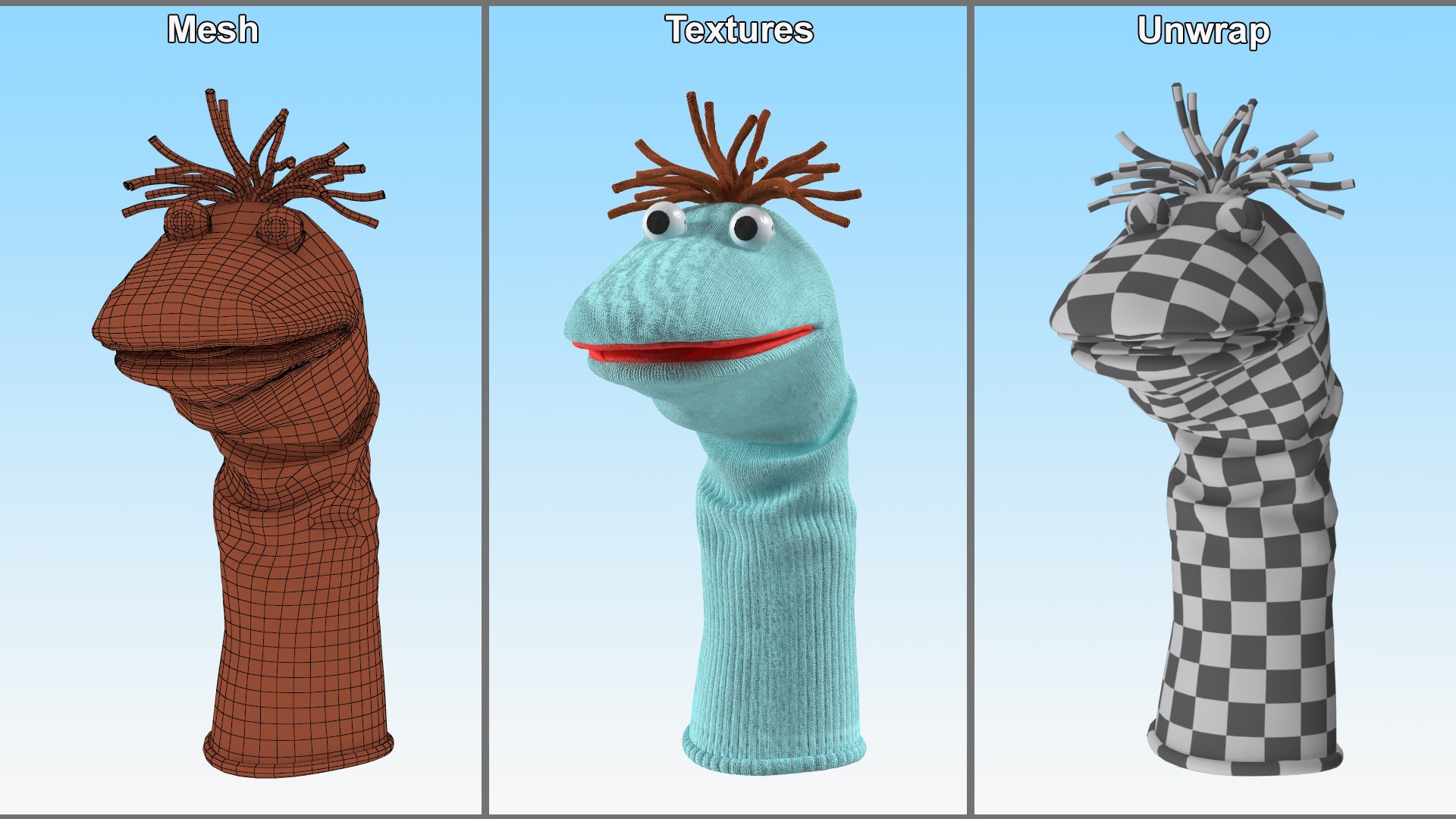 3D Sock Puppet Boy Blue Rigged For Cinema 4D Model - TurboSquid 2320662