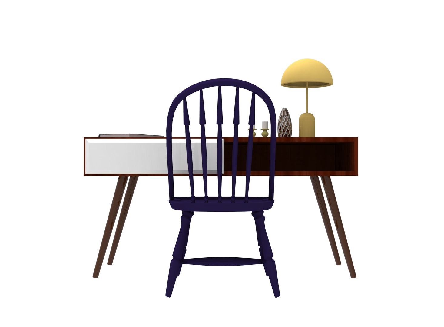 3D Study Table Set Model - TurboSquid 2127661