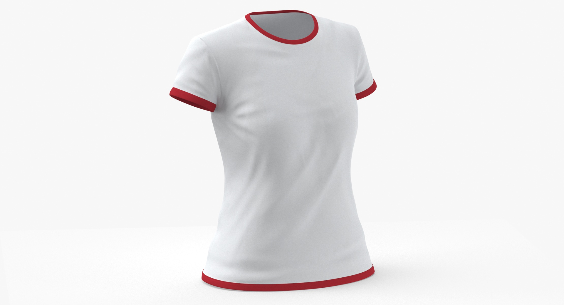 Female Crew Neck Worn White And Red 3D - TurboSquid 1731228