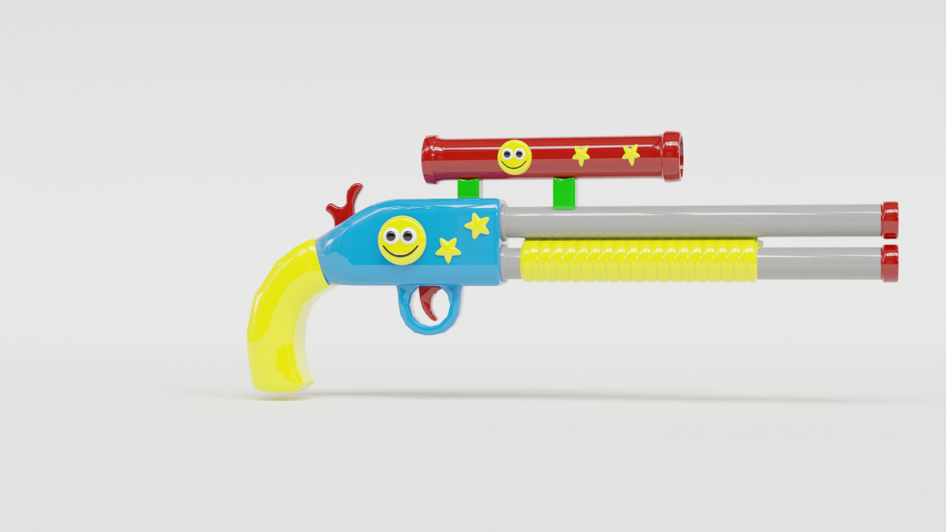 Colorful Smiley Toy Gun 3D Model Games Animations Fun Scenes 3D Model ...
