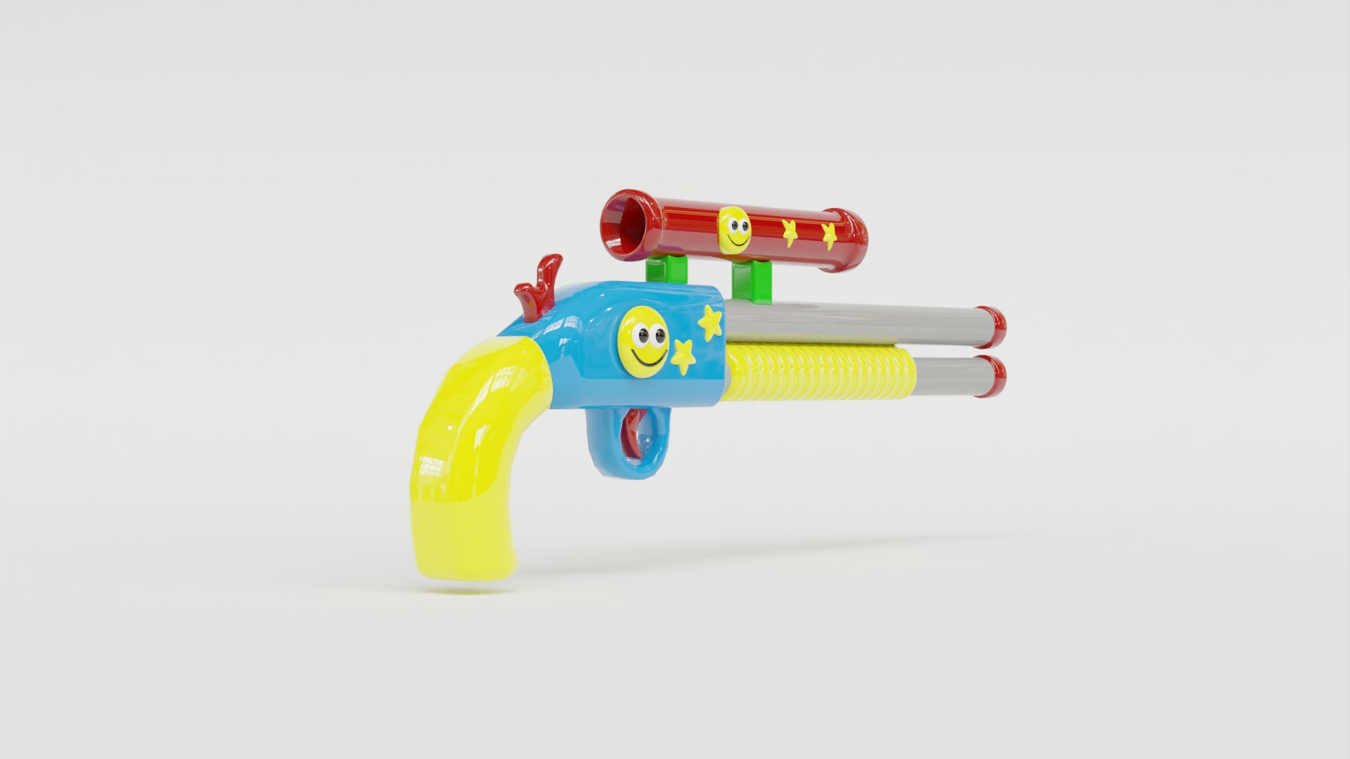 Colorful Smiley Toy Gun 3D Model Games Animations Fun Scenes 3D Model ...
